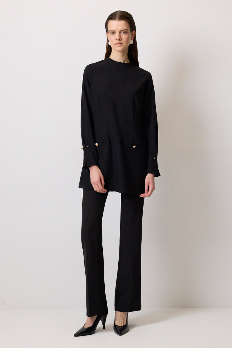 HIGH NECK TUNIC WITH GOLD DETAIL – Touché Privé Global