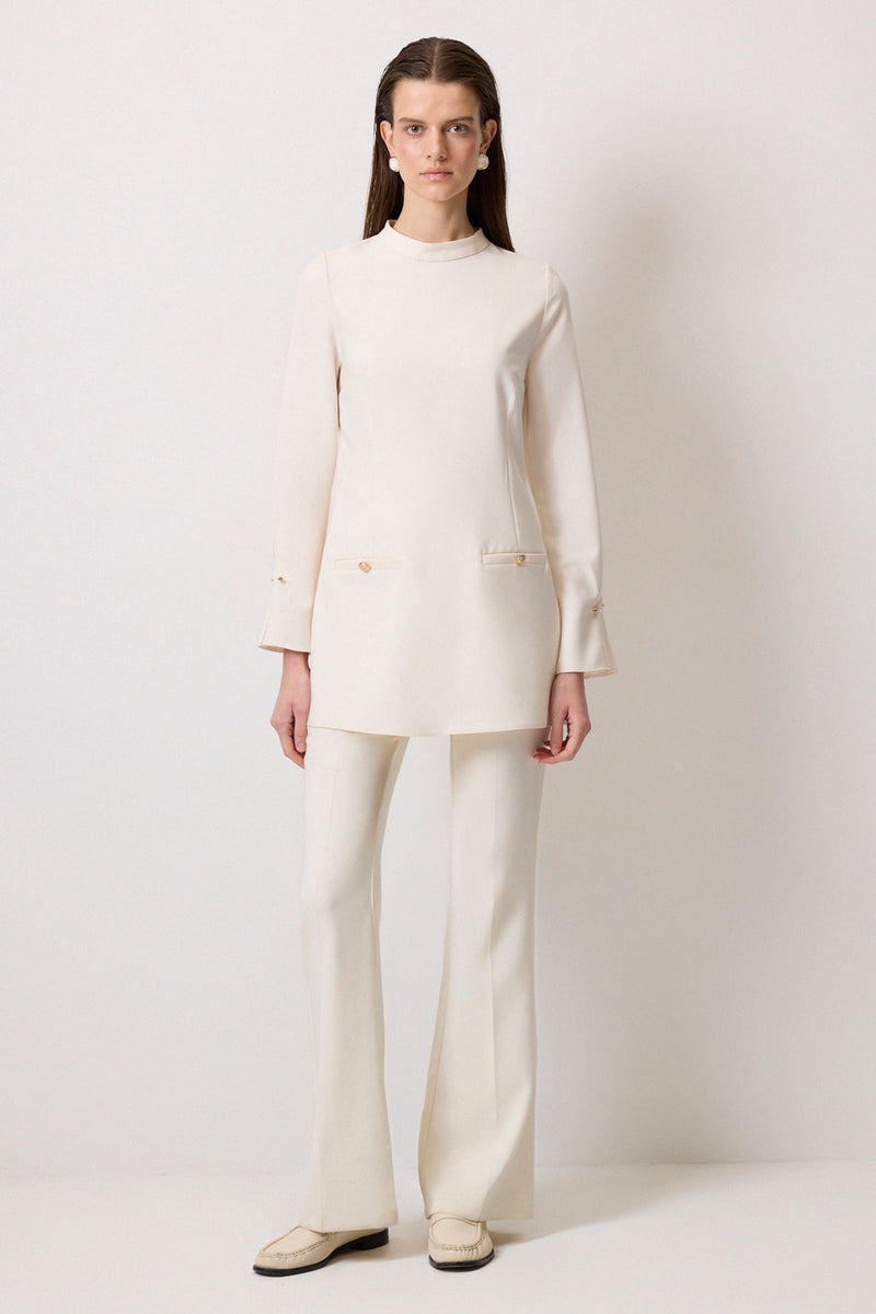 HIGH NECK TUNIC WITH GOLD DETAIL – Touché Privé Global
